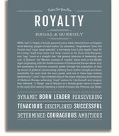 Royalty Personalized Name Meaning Art Prints – Name Stories