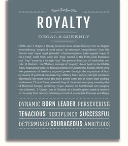 Royalty Personalized Name Meaning Art Prints – Name Stories