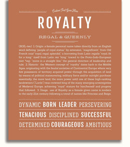 Royalty Personalized Name Meaning Art Prints – Name Stories