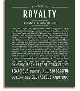 Royalty Personalized Name Meaning Art Prints – Name Stories
