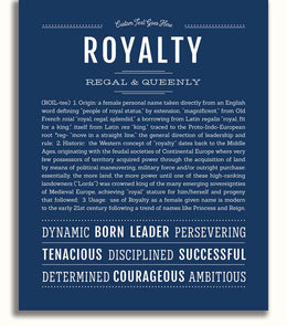 Royalty Personalized Name Meaning Art Prints – Name Stories