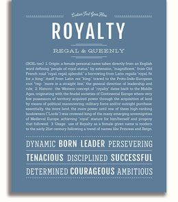 Royalty Personalized Name Meaning Art Prints – Name Stories