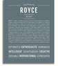 Royce Personalized Name Meaning Art Prints – Name Stories
