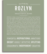 Rozlyn Personalized Name Meaning Art Prints – Name Stories
