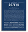 Rozlyn Personalized Name Meaning Art Prints – Name Stories