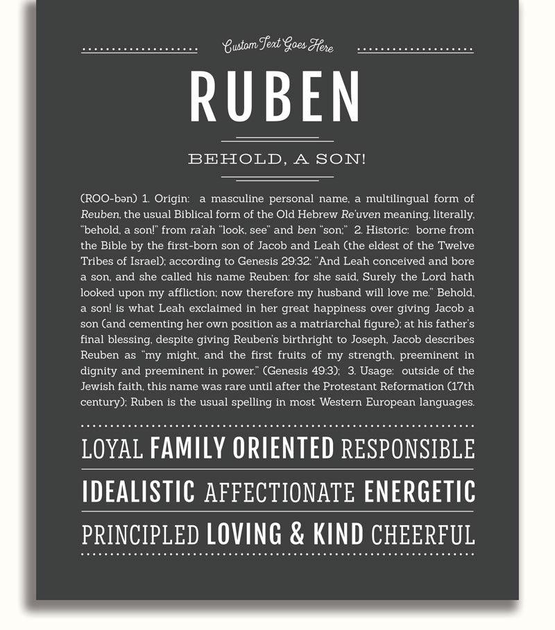 Ruben Personalized Name Meaning Art Prints – Name Stories