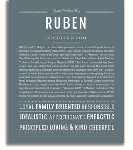 Ruben Personalized Name Meaning Art Prints – Name Stories