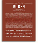 Ruben Personalized Name Meaning Art Prints – Name Stories