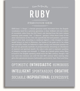 Ruby Personalized Name Meaning Art Prints – Name Stories