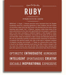 Ruby Personalized Name Meaning Art Prints – Name Stories