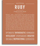 Ruby Personalized Name Meaning Art Prints – Name Stories