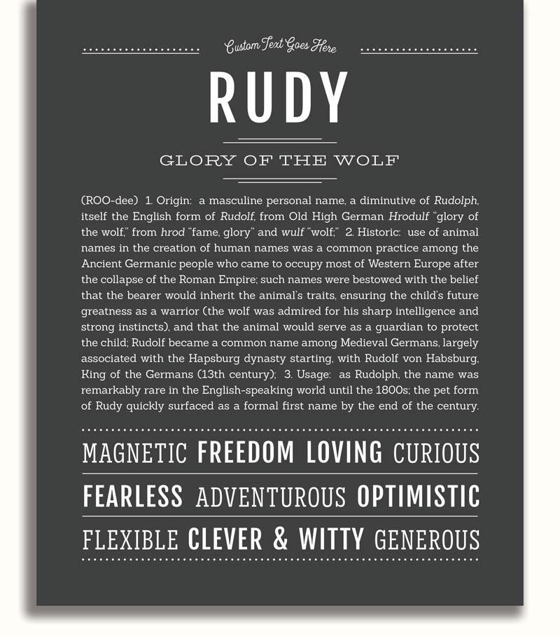 Rudy Personalized Name Meaning Art Prints – Name Stories