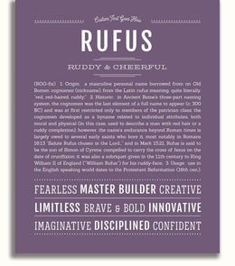 Rufus Personalized Name Meaning Art Prints – Name Stories