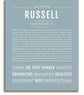 Russell Personalized Name Meaning Art Prints – Name Stories