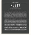 Rusty | Name Art Print – Name Stories