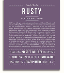 Rusty | Name Art Print – Name Stories