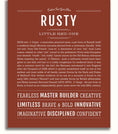 Rusty Personalized Name Meaning Art Prints – Name Stories