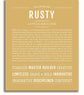Rusty Personalized Name Meaning Art Prints – Name Stories