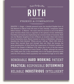 Ruth Personalized Name Meaning Art Prints – Name Stories