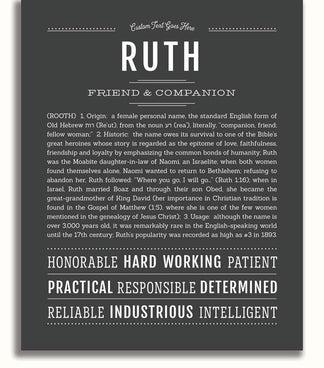 Ruth Personalized Name Meaning Art Prints – Name Stories