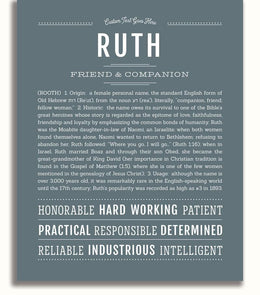 Ruth Personalized Name Meaning Art Prints – Name Stories