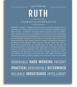 Ruth Personalized Name Meaning Art Prints – Name Stories