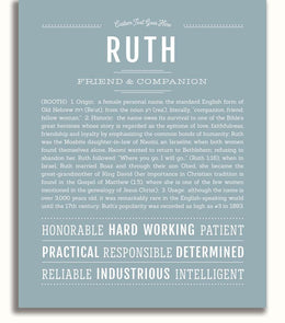 Ruth Personalized Name Meaning Art Prints – Name Stories
