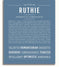 Ruthie Personalized Name Meaning Art Prints – Name Stories