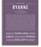 Ryanne Personalized Name Meaning Art Prints – Name Stories