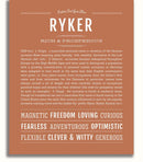 Ryker Personalized Name Meaning Art Prints – Name Stories
