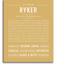Ryker Personalized Name Meaning Art Prints – Name Stories