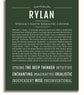 Rylan Personalized Name Meaning Art Prints – Name Stories