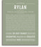 Rylan Personalized Name Meaning Art Prints – Name Stories