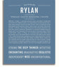Rylan Personalized Name Meaning Art Prints – Name Stories