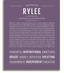 Rylee Personalized Name Meaning Art Prints – Name Stories