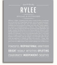 Rylee Personalized Name Meaning Art Prints – Name Stories