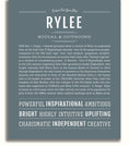 Rylee Personalized Name Meaning Art Prints – Name Stories