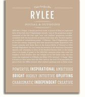 Rylee Personalized Name Meaning Art Prints – Name Stories