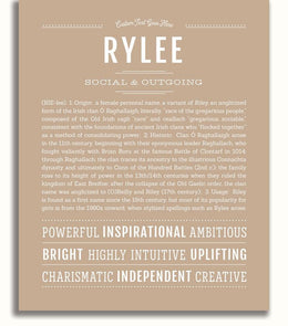Rylee Personalized Name Meaning Art Prints – Name Stories