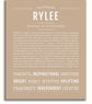 Rylee Personalized Name Meaning Art Prints – Name Stories