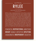 Rylee Personalized Name Meaning Art Prints – Name Stories