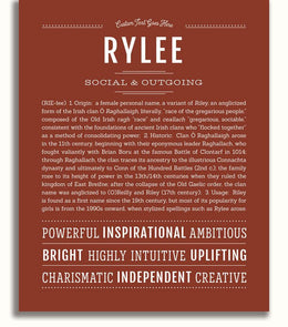 Rylee Personalized Name Meaning Art Prints – Name Stories