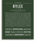 Rylee Personalized Name Meaning Art Prints – Name Stories