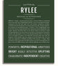 Rylee Personalized Name Meaning Art Prints – Name Stories
