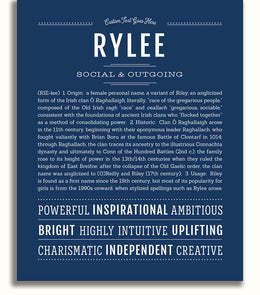 Rylee Personalized Name Meaning Art Prints – Name Stories