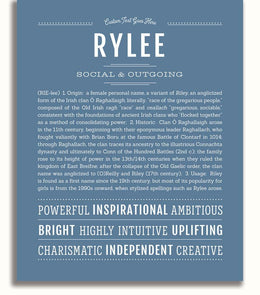 Rylee Personalized Name Meaning Art Prints – Name Stories