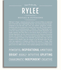 Rylee Personalized Name Meaning Art Prints – Name Stories