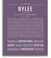 Rylee Personalized Name Meaning Art Prints – Name Stories