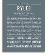 Rylee Personalized Name Meaning Art Prints – Name Stories