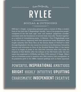 Rylee Personalized Name Meaning Art Prints – Name Stories